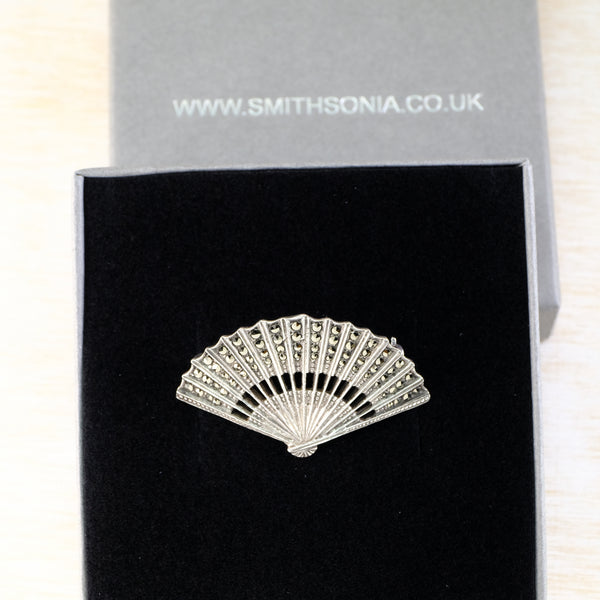 Vintage Sterling Silver and Marcasite Fan Brooch. – Smithsonia