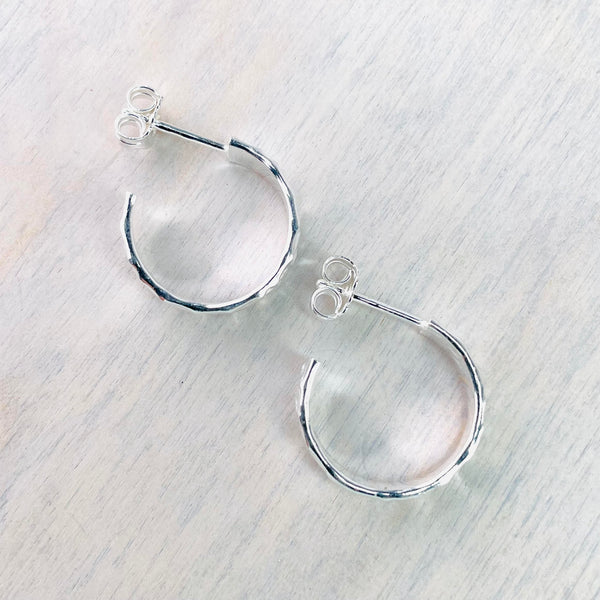 Medium Textured Sterling Silver Half Hoop Earrings by JB Designs. – Smithsonia